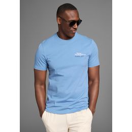 DELMAO Herren T-Shirt, blau, Gr. XL, bedruckt, Single Jersey, Obermaterial: 100% Baumwolle, Shirts, mit dezentem Logo-Schriftzug im Club-Design