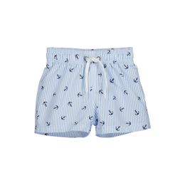 Blue Seven Jungen Badehose "Jungen Badehose gestreift", blau, Gr. 92, Polyester, Badehosen, Alloverdruck