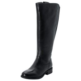 sheego Damen Weitschaftstiefel, Gr. 41, schwarz, Glattleder, Leder, Schuhe