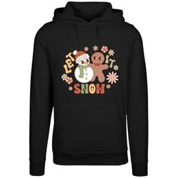 F4NT4STIC Damen Kapuzenpullover "Let It Snow Groovy Christmas Gingerbread", schwarz, Gr. XL, Obermaterial: 65% Baumwolle, 35% Polyester, Pullover,