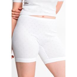Speidel Damen Lange Unterhose "Nina", Gr. 42, wei&szlig;, Jacquard, 100% Baumwolle, gemustert, unifarben, Unterhosen, mittellang, bequem, elastisch,
