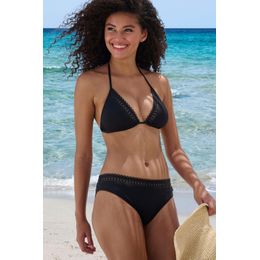 s.Oliver Damen Triangel-Bikini-Top "Aiko", schwarz, Gr. 36, unifarben, Microfaser, Microfaser, Polyamid, Bikini-Oberteile, mit H&auml;keloptik