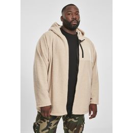 Urban Classics Herren Fleecejacke "Urban Classics Herren Hooded Sherpa Zip Jacket"schwarzsand, Gr. S, unifarben, 100% Polyester, Jacken