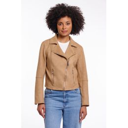 Rino & Pelle RINO & PELLE Damen Bikerjacke "INE"burlywood, Gr. 36, unifarben, Web, Obermaterial: 92% Polyester, 8% Elasthan, Jacken, mit schr&auml;gem Rei&szlig;verschluss