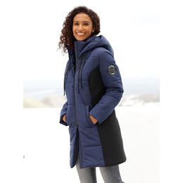 Heine Damen Langjacke, blau, Gr. 40, unifarben, 100% Polyester, Besatz:95% Polyester, 5% Elasthan, Wattierung:100% Polyester, Jacken