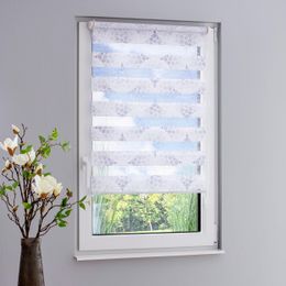 Doppelrollo Garesa, B:120cm H:150cm, grau, Polyester, Rollos, "Kreise", dekorativ, bedruckt