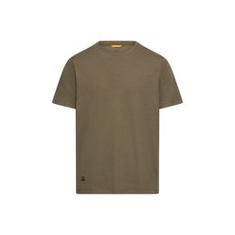 Camel Active Herren T-Shirtdeep olive, Gr. M, unifarben, Jersey, Obermaterial: 71% Baumwolle, 25% Polyester, 4% Elasthan, Shirts, mit Logo-Stickerei