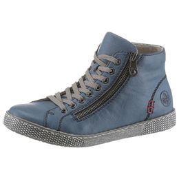 Rieker Damen Schn&uuml;rboots, Gr. 38, blau, Lederimitat, unifarben, Schuhe, Schn&uuml;rstiefelette, Casual-Boots mit Rei&szlig;verschluss au&szlig;en