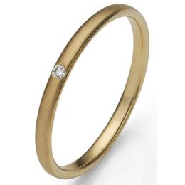 Firetti Damen Trauring "Schmuck Geschenk Gold 375 Hochzeit Ehering "LIEBE"", 56, 0,02 SI = kleine Einschl&uuml;sse mit Brillant, Gelbgold 585, 2mm, gold,