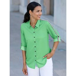 Classic Basics Damen Hemdbluse, gr&uuml;n, Gr. 46, gemustert, mehrfarbig, 100% Polyester, Blusen