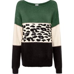 bonprix Damen Strickpullover "Oversize-Pullover", schwarz, Gr. 52, gemustert, Strick, Obermaterial: 75% Polyacryl, 22% Polyester, 3% Elasthan,