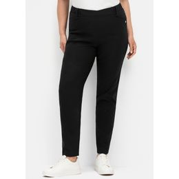 sheego Damen Stretch-Hose, schwarz, Gr. 108, unifarben, 70% Viskose, 25% Polyester, 5% Elasthan, Hosen