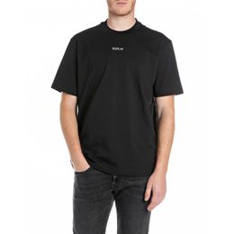 Replay Herren Oversize-Shirt, schwarz, Gr. M, unifarben, Jersey, Obermaterial: 100% Baumwolle, Shirts