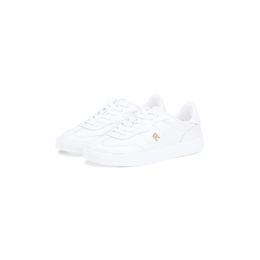 Tommy Hilfiger Damen Plateausneaker "TH HERITAGE SHINY SNEAKER", Gr. 39, wei&szlig;, Leder, Sonstiges Material, gl&auml;nzend, unifarben, Schuhe, Freizeitschuh,