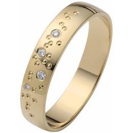 Firetti Damen Trauring "Schmuck Geschenk Gold 375 Hochzeit Ehering "LIEBE" Sterne", 18, 0,03 SI = kleine Einschl&uuml;sse mit Brillanten, Gelbgold 375,