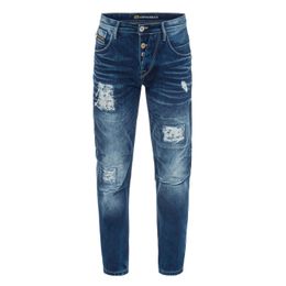 Cipo & Baxx CIPO & BAXX Herren 5-Pocket-Jeans "Jeans", blau, Gr. 34, unifarben, 100% Baumwolle, Jeans, im Used-Look