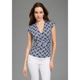 Bruno Banani Damen Print-Shirtblau, wei&szlig;, gemustert, festlich, Gr. 42, gemustert, Jersey, Obermaterial: 95% Polyester, 5% Elasthan, Shirts, mit