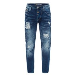 Cipo & Baxx CIPO & BAXX Herren 5-Pocket-Jeans "Jeans", blau, Gr. 33, unifarben, 100% Baumwolle, Jeans, im Used-Look