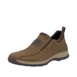 Rieker Herren Slip-On Sneaker, Gr. 43, braun, Nubukleder, Textil, Schuhe, Slipper, Schlupfschuh, Halbschuh, Freizeitschuh mit Stretcheins&auml;tze