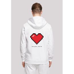 F4NT4STIC Herren Kapuzenpullover "Pixel Herz Happy New Year Silvester", wei&szlig;, Gr. XL, Obermaterial: 50% Baumwolle, 50% Polyester, Pullover, Print
