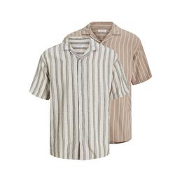 Jack & Jones Jack & Jones Button Up Shirt 'JJEENZO' male Beige, White size M