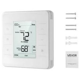 VEVOR Thermostat 7-Tage-programmierbar, Raumthermostat f&uuml;r W&auml;rmepumpe, Klimaanlage, Fu&szlig;bodenheizung, LED-Bildschirm mit Hintergrundbeleuchtung, gro&szlig;er Temperaturbereich von 5 bis 37 &deg;C, wei&szlig;