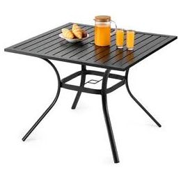 VEVOR Terrassentisch Gartentisch Balkontisch (94 x 94 cm) aus Kohlenstoffstahl quadratischer Esstisch f&uuml;r Outdoor Hof Terrasse Garten Veranda, wasserfest, mit Schirmloch, 68 kg Tragkraft Schwarz