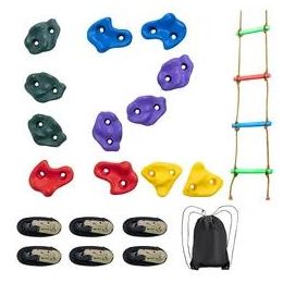 VEVOR Ninja-Baumkletterset 12 Baumklettergriffe und 6 Ratschengurte f&uuml;r Kinder und Erwachsene, verschiedene Farben und Formen, f&uuml;r Ninja-Warrior-Hindernistraining Outdoor Ninja-Krieger im Freien