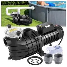 VEVOR Schwimmbadpumpe 3 kW, Filterpumpe 35.000 L/H max. F&ouml;rdermenge, Einstufige Poolpumpe 2860 U/min, 19 m max. F&ouml;rderh&ouml;he, mit 24-Stunden-Timer & Filterkorb, f&uuml;r Aufstell- & Einbaupools, & Spas
