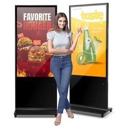 VEVOR digitaler Kundenstopper Werbedisplay Werbeaufsteller (Bildschirmgr&ouml;&szlig;e 140 cm), 2 K UHD LCD Bildschirm, 2 GB RAM & 32 GB ROM, Stand-Display mit WiFi HDMI/USB Eingang Touchscreen-Anzeige Schwarz