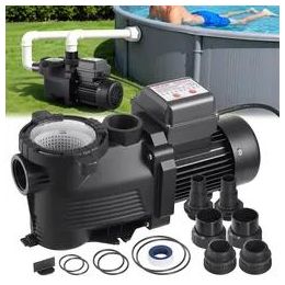 VEVOR Schwimmbadpumpe 550 W, Filterpumpe 14.000 L/H max. F&ouml;rdermenge, Einstufige Poolpumpe, 3450 U/min, 12 m max. F&ouml;rderh&ouml;he, mit 24-Stunden-Timer & Filterkorb, f&uuml;r Aufstell- & Einbaupools, Spas