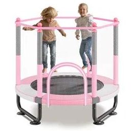VEVOR Kindertrampolin Outdoor-Trampolin Mini Freizeittrampolin 1545 mm f&uuml;r Kleinkinder mit Sicherheitsnetz & Basketballkorb, Geburtstagsgeschenk Weihnachtsspielzeug f&uuml;r Kinder ab 3 Jahren Rosa