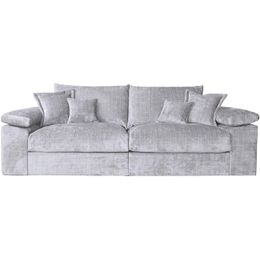 Big-Sofa Home Affaire "Soft&Cosy XL, B: 246 cm - OTTO. Verl&auml;ssliche Qualit&auml;t.", grau (hellgrau), B:246cm T:123cm, 100% Polyester, Sofas, Big-Sofa, Mega-Sofa, Cord oder Chenille-Struktur, mit Federkern & 4 Zierkissen, Topseller