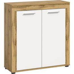 Highboard Home Affaire "Aosta, H&ouml;he 88 cm, in verschiedenen Farbausf&uuml;hrungen", wei&szlig; (wotan eiche, wei&szlig;), B:80cm H:88cm T:35cm, FSC-zertifizierter Holzwerkstoff, Sideboards, Highboard, mit 2 T&uuml;ren und 3 F&auml;chern, Wohnzimmer, Kommode, Schrank