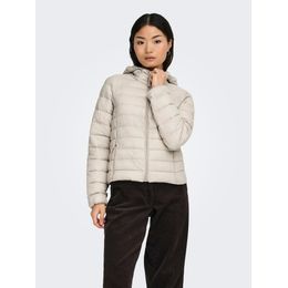 Steppjacke Only "ONLTAHIA LW QUILTED HOOD JKT OTW CC OTW", Damen, Gr. M, pumice stone, Steppware, Obermaterial: 100% Nylon, unifarben, regular fit normal, Jacken Steppjacke, Kunstfaser