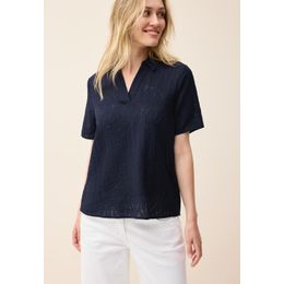 Kurzarmbluse Cecil, Damen, Gr. XXL (46), blau (urban navy blau), Stoff, 75% Viskose, 25% Polyester, unifarben, normal normal, V-Ausschnitt, B&uuml;ndchen, Blusen, aus softem Materialmix
