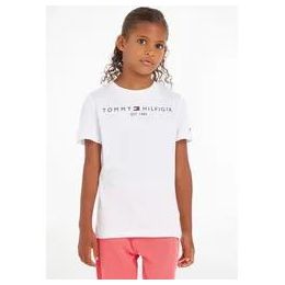T-Shirt Tommy Hilfiger "ESSENTIAL TEE", Jungen, Gr. 8/128, wei&szlig;, Jersey, Obermaterial: 100% Baumwolle, bedruckt, Basic, Basic schmal h&uuml;ftlang, Rundhals, Shirts T-Shirt
