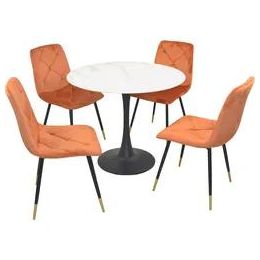Sitzgruppe, orange (terra,), B:45cm H:85cm T:54cm, Polyester, HOFMANN LIVING AND MORE, Sitzm&ouml;bel-Sets, Esszimmer-Set Essgruppe