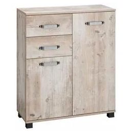 Badkommode Schildmeyer "Milan", braun (eichefarben used), B:80,5cm H:95cm T:32cm, FSC-zertifizierter Holzwerkstoff, Sideboards, Breite 80,5 cm, mit 2 T&uuml;ren, 2 Schubladen & Metallgriffen