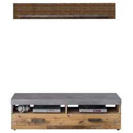 Wohnwand Inosign "Ilana", grau (graphit grau matera, old wood farben), B:139cm, Kastenm&ouml;bel-Sets, Wohnwand, Komplettset bestehend aus: TV-Unterteil und Wandboard