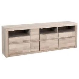 Lowboard OTTO HOME "Silkeborg", braun (eiche wei&szlig; gekalkt teilmassiv), B:160cm H:55cm T:35cm, Holz teilmassiv, Sideboards, Lowboard, Breite 160 cm
