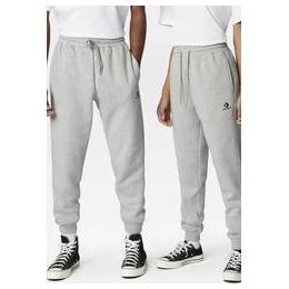 Jogginghose Converse "GO-TO EMBROIDERED STAR CHEVRON BRUSHED BACK FLEECE SWEATPANT", Damen, Gr. XXS, N-Gr, grau (vintage grau heather), angeraute Sweatware, Obermaterial: 80% Baumwolle, 20% Polyester, meliert, Hosen Jogginghose, Unisex