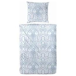 Bettw&auml;sche Primera "Eisblume", bunt (blau, grau, wei&szlig;), B/L: 135cm x 200cm, 1 Stk., 1 Stk., Flanell, B/L: 80cm x 80cm, 2 Stk., Flanell, Obermaterial: 100% Baumwolle, Bettw&auml;sche, Bettw&auml;sche, mit abstraktem Blumenmuster