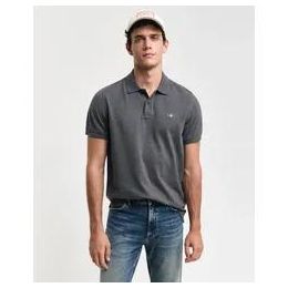 Poloshirt Gant "REG SHIELD SS PIQUE POLO", Herren, Gr. S, grau (anthrazit), Jersey, Obermaterial: 100% Baumwolle, meliert, regular fit h&uuml;ftlang, hoch geschlossener Ausschnitt, B&uuml;ndchen, Shirts, mit Logo und Flachstrickkragen 100% Baumwolle Pique