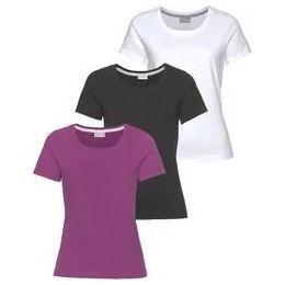 T-Shirt Eastwind, Damen, Gr. 32/34, lila (schwarz, lila, wei&szlig;), Single Jersey, Obermaterial: 100% Baumwolle, clean, unifarben, Basic, figurumspielend h&uuml;ftlang, abgesteppt, Shirts T-Shirt, Kurzarm, h&uuml;ftlang, f&uuml;r die Freizeit, aus Baumwolle