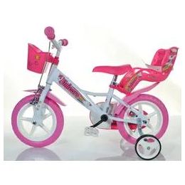 DINO BIKES Kinderfahrrad DINO "Unicorn Einhorn 12 Zoll" Gr. 21, pink (wei&szlig;), Fahrr&auml;der, Kinder, 22cm, 12 Zoll (30,48cm), mit St&uuml;tzr&auml;dern, Korb und Puppensitz