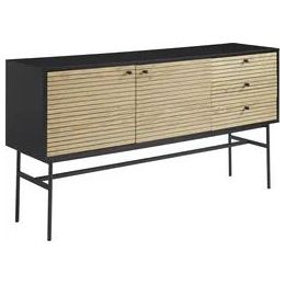 Sideboard Salesfever "Torsby Chic Kommode f&uuml;r moderne Wohnwelten", beige (natur), B:160cm H:85cm T:40cm, Furnier, MDF, Metall, Sideboards, Sideboard, Scandi Design Kommode - skandinavische Eleganz pur