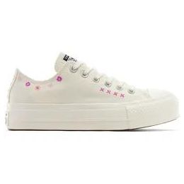 Sneaker Converse "CHUCK TAYLOR ALL STAR LIFT FLORAL EMBROIDERY LOW TOP", Damen, Gr. 42, egret, sugar berry, cactus bud, Textil, Schuhe Sneaker