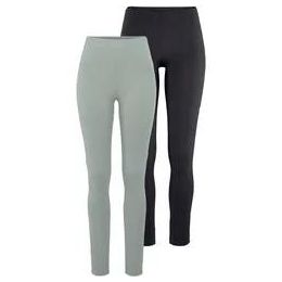 Leggings BOYSEN'S, Damen, Gr. 52 (XXL), N-Gr, gr&uuml;n (schwarz, salbei), Jersey, Obermaterial: 95% Baumwolle, 5% Elasthan. Obermaterial Melange: 57% Baumwolle, 38% Polyester, 5% Elasthan, unifarben, Basic, sehr figurbetont kn&ouml;chellang, Hosen Leggings, mit Baumwolle NEUE FARBE
