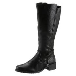 Rei&szlig;verschlussstiefel Rieker, Damen, Gr. 40, Varioschaft, schwarz, Lederimitat, Schuhe Rei&szlig;verschlussstiefel, Langschaftstiefel, Blockabsatz, Vario-Schaft und 2 Rei&szlig;verschl&uuml;ssen